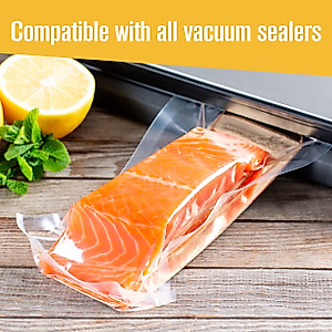 Houseables Vacuum Sealer Bags, Food Saver Rolls, Sous Vide Seal Bag, 8 & 11 Inch x 50 Ft Combo, 2 Pack, Large, Heavy Duty, Vaccum Sealed Roll, For Meal Storage, Vac Sealing Machine, Freezer, Reusable
