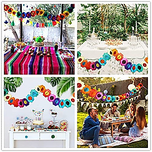 2pcs 9 Feet Rainbow Honeycomb Paper Garland Flower Banner,Mexican Paper Garland Hibiscus Garland,Large Tropical Tissue Paper Flowers for Luau Party Hawaiian Fiesta Handcrafted Hanging Decorations