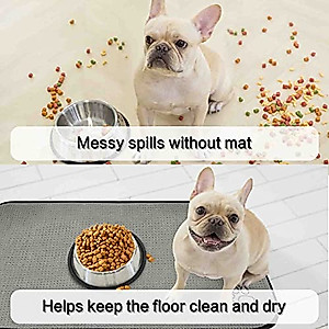 Sinland Microfiber Extra-Large Pet Food Mat Dog Feeding Mat Pet Bowl Mat with Anti-Skid Backing 21Inch x 32Inch Grey