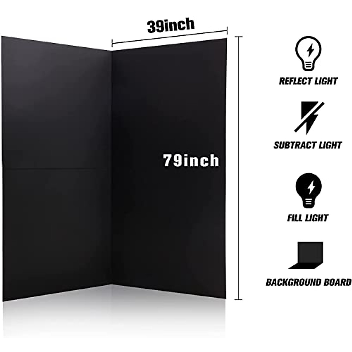 BEIYANG Photography Foldable Reflector Backdrop, 78.7x78.7inch 2 in 1 Background Cardboard, Double Sided Black/White Light Diffuser Board Photo Background
