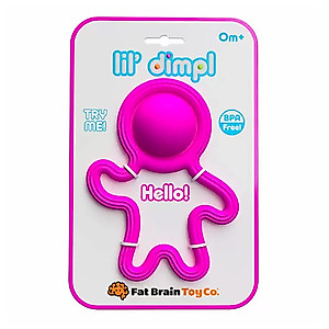 Fat Brain Toys Lil Dimpl Pink - Popping Sensory Toy & Teether, Ages 0+