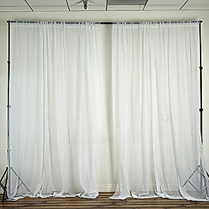 BalsaCircle 10 feet x 10 feet White Sheer Voile Backdrop Drapes Curtains 2 Panels 5x10 ft - Wedding Ceremony Party Home Decorations