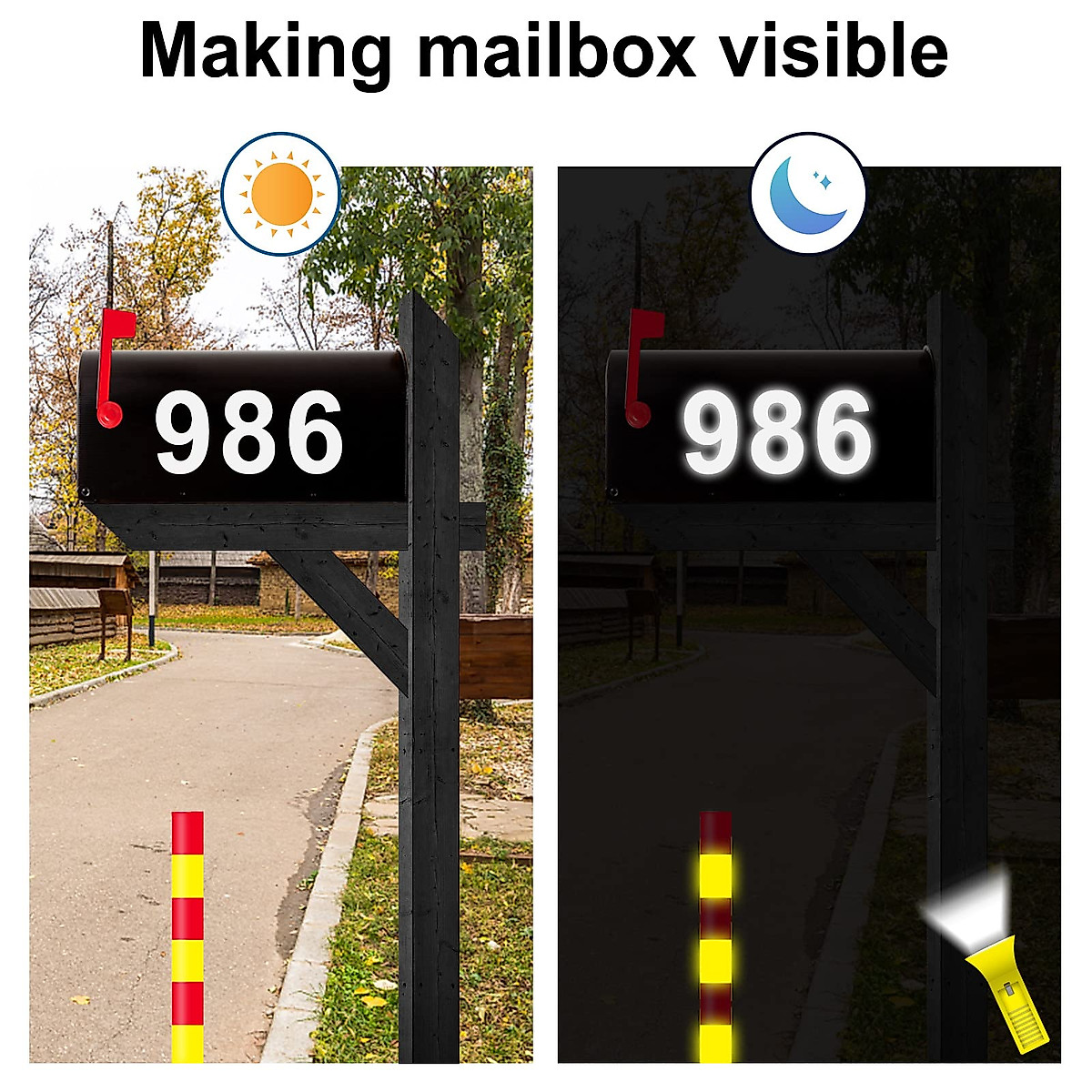 2 inch Mailbox Numbers for Outside, 50 PCS Reflective Number Stickers with Sticky Tab for Easy Backing Separation, Pre-cut for Effortless Align, Strong Self Adhesive Vinyl Address Numbers