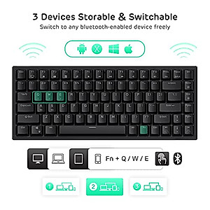 RK ROYAL KLUDGE RK84 Wireless RGB 75% Triple Mode BT5.0/2.4G/USB-C Hot Swappable Mechanical Keyboard, 84 Keys Bluetooth Gaming Keyboard w/High-Capacity Battery, Quiet Red Switch