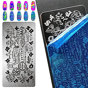 AddFavor 6pcs Nail Art Stamper Kit Flower Leaf Butterfly Geometry Nail Stamping Plates Template Stencils with 2 Stamp and 2 Scraper for Home Salon Manicure Design Tools