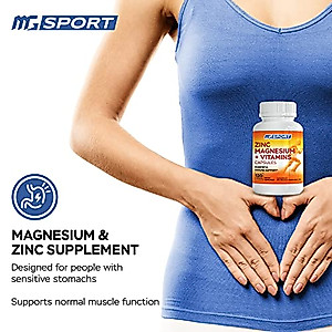 Magnesium Zinc & Vitamins B6, B9, Folic Acid – High Absorption for Immune Support, Muscle Recovery, Easy on Stomach, 120 Capsules