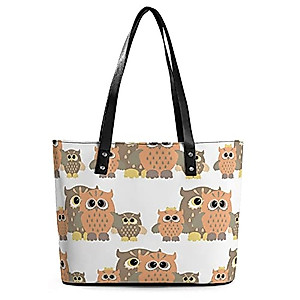 Womens Handbag Owls Leather Tote Bag Top Handle Satchel Bags For Lady