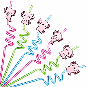 24 Pack Straws Axolotl Party Supplies Axolotl Straws for Kids Reusable Plastic Straws Twisty Straws Drinking Straws for Axolotl Themed Party Decoration Supplies Birthday Favors for Juice Milk Drinks