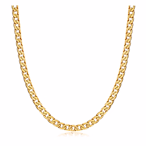 Barzel 18k Gold Plated Diamond Cut Cuban Link Chain Necklace 5MM (24, Diamond Cut CU100)