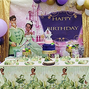 81 PCS Tiana Birthday Party Supplies, Princess Tiana Tableware Set Includes 40 PCS Plates, 20 PCS Napkins, 20 PCS Paper Cups, 1 PCS Tablecover for Boys Girls Birthday Party Baby Shower Decorations