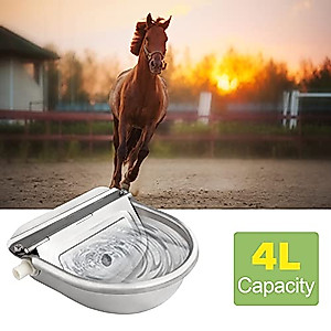 Automatic Waterer Bowl Stainless Steel Drinking Water Bowl Dispenser with Float Valve for Horse Cattle Goat Sheep Dog