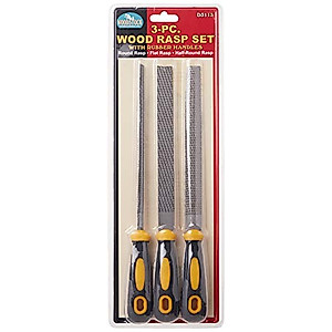 WOODSTOCK D3113 3-Piece Wood Rasp Set with Rubber Handles