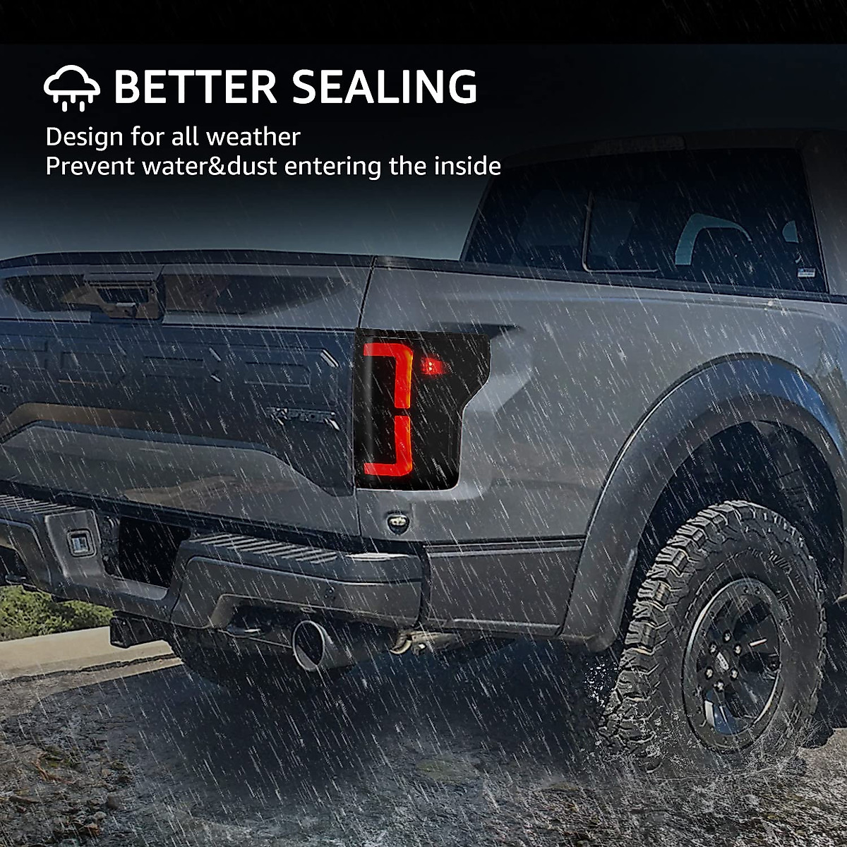 HAKA TOUGH LED Tail Lights Assembly Compatible with 2015 2016 2017 2018 2019 2020 Ford F150 F-150 Pickup Truck Black Smoked Taillights Brake Rear Lamps Accessories,Driver Side + Passenger Side