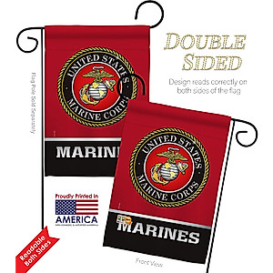 US MILITARY United State Garden Flag 2pcs Pack Armed Forces Marine Corps USMC Semper Fi American Military Veteran Retire Official House Banner Small Yard Gift Double-Sided, Made in USA