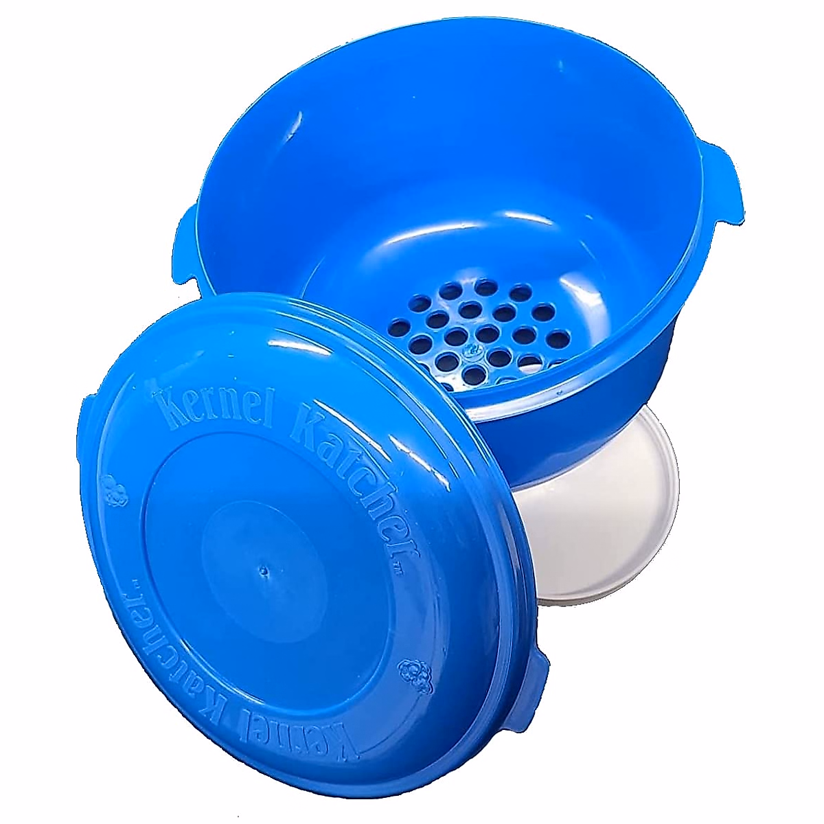 Kernel Catcher Popcorn Bowl-- Dentist Invented, Dishwasher Safe, Recycled Material (Blue)