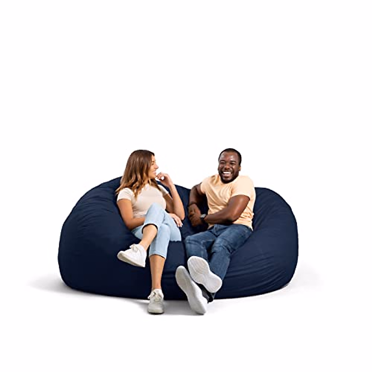 Big Joe Fuf XXL Foam Filled Bean Bag Chair with Removable Cover, Cobalt Lenox, 6ft Giant & Bean Refill 2Pk Polystyrene Beans for Bean Bags or Crafts, 100 Liters per Bag
