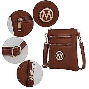 MKF Crossbody Bag for Women – Adjustable Strap – PU Leather Designer Crossover Lady Handbag Small Messenger Purse Black