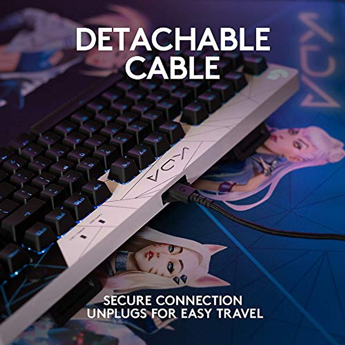 Logitech G PRO K/DA Mechanical Gaming Keyboard, Ultra-Portable Tenkeyless Design, Detachable Micro USB Cable, 16.8 Million Color LIGHTSYNC RGB backlit keys - Official League of Legends KDA Gaming Gear