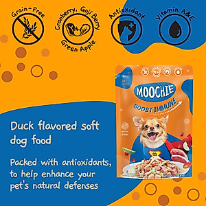 MOOCHIE Soft Wet Dog Food - Superfood Selection - Duck, Salmon & Chicken Liver Flavors - No Artificial Flavors or Preservative -12 x 2.5 oz Pouch
