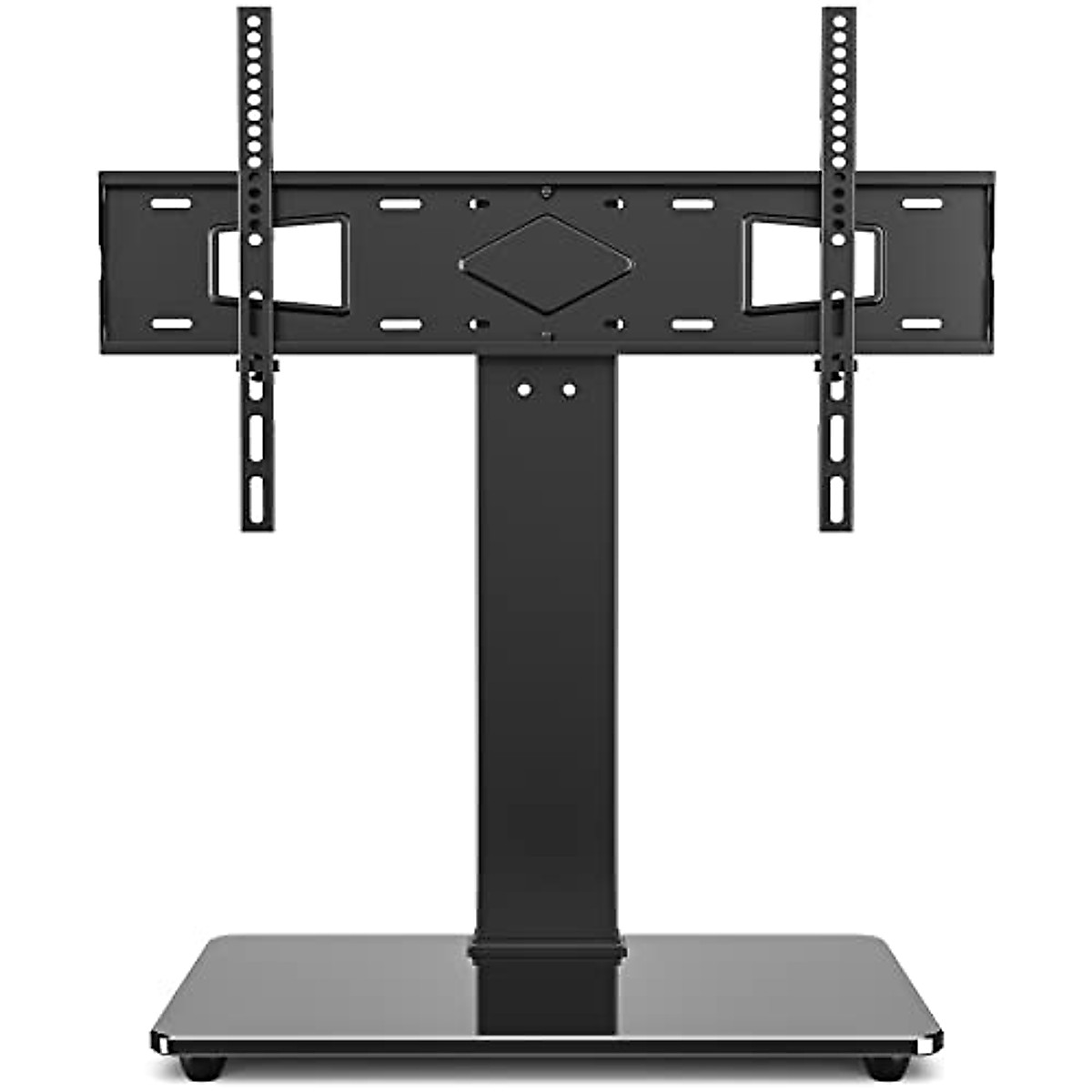 Rfiver Universal Swivel TV Stand Table Top TV Stand Base for 40 to 86 Inch Flat Screen TVs, Height Adjustable Mount, Center TV Stand Replacement with Tempered Glass Base