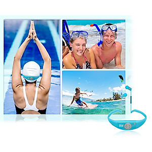 Pyle Upgraded Active Sport Waterproof Headphones-Bluetooth Headset Hands-Free,Water Resistant Wireless Stereo,Headphones with Microphone,Wireless Headphones ,LED Lights(Blue)-Pyle PSWBT7BL