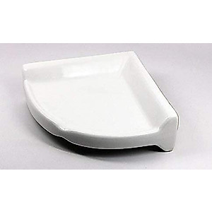 Tenedos White Glazed Ceramic Bathroom Accessory (Corner Shower) - Shampoo and Big Soap Holder- Not Flat Surface Installation