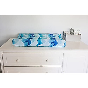 Ocean Wave Fitted Changing Pad Cover, Made from Viscose from Bamboo and Spandex Material, Fits Standard Changing Pad, by Florida Kid Co.