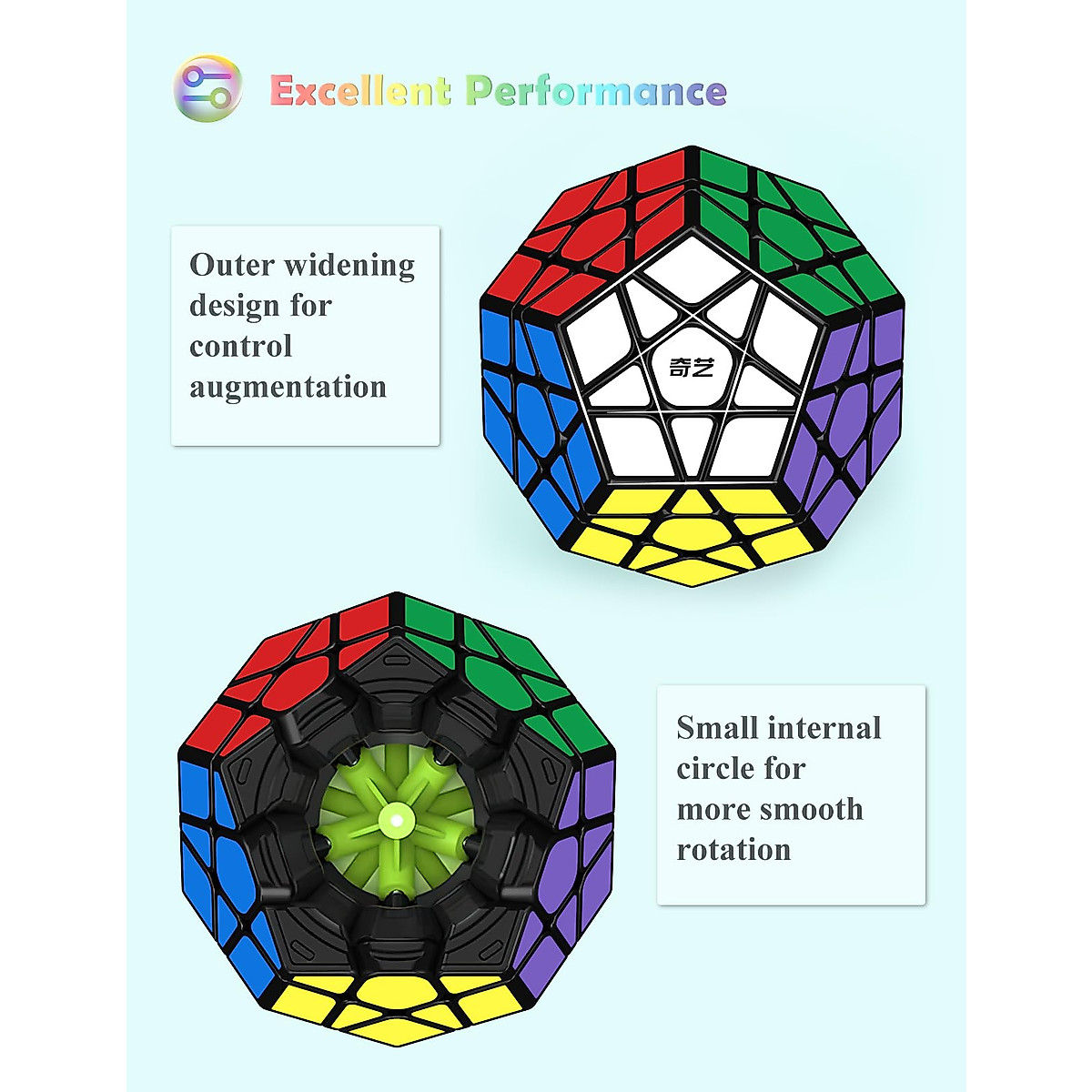 Megaminx Cube, Roxenda 3x3x3 Pentagonal Speed Cube Dodecahedron Magic Cube Puzzle Toy (Black)