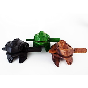 Guiro Percussion Instruments Wooden Frog 3 Pieces Set of 3 Natural Wood Güiro Frog Black Green Wood Carving