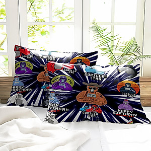 Piegricdiat VR Gorilla Game Duvet Cover Set Cartoon Bedding Set (1 Duvet Cover + 2 Pillowcases) is Suitable for Kids, Adults and Teenagers (Style1,Full 79x90in + 20x30inX2)