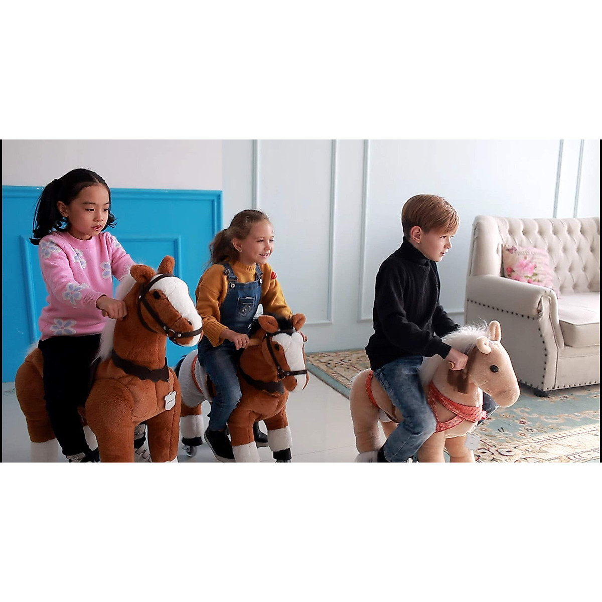 Ufree Horse Best Birthday Gift for Boys, Action Horse Toy, Rocking Horse with Wheels Giddy up Ride on for Kids Aged 3 to 6 Years Old, Amazing Birthday Surprise.