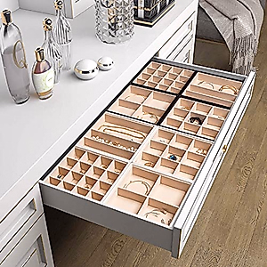 Frebeauty Earring Organizer Tray - Jewelry Accessary Storage Box - 32 Slot Jewelry organizer box 4 Stackable Trays with Lid Storage Display Case for Dresser and Drawer (White)