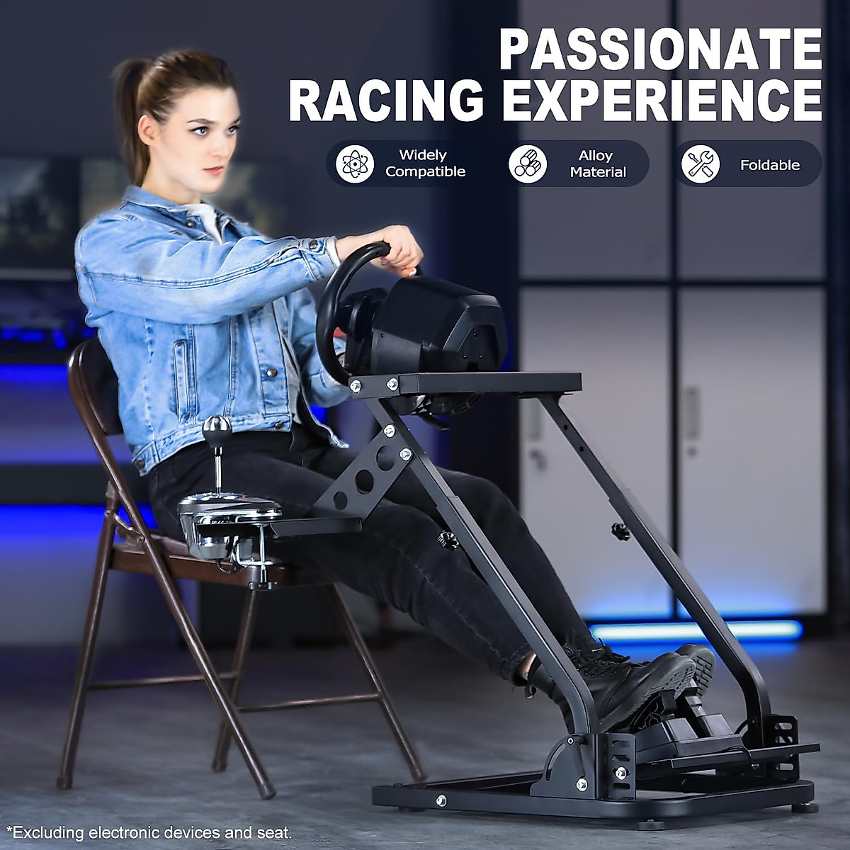 Marada G29 Racing Wheel Stand Height Adjustable，Foldable，Made of Carbon Steel, Can Install Both Shifter and Handbrake,Racing wheel, Support for Logitech G25 G27 G920,Thrustmaster T300RS