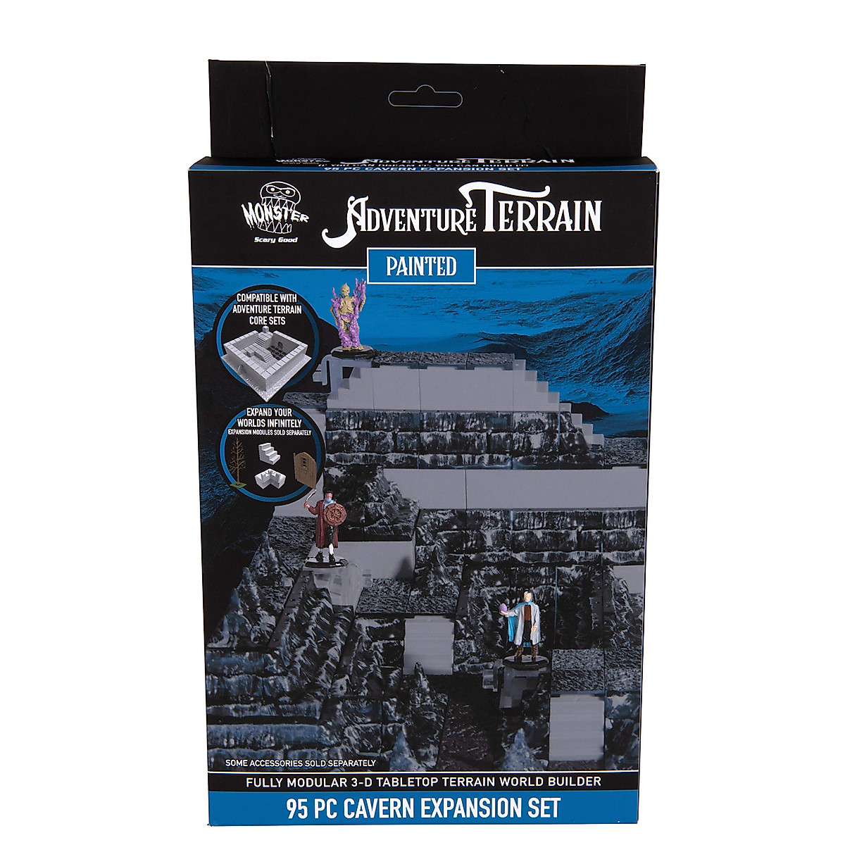 Monster Adventure Terrain - 95pc Cavern Expansion Set - Fully Modular and Stackable 3-D Tabletop World Builder Compatible with DND Dungeons Dragons, Pathfinder, and All RPG Games