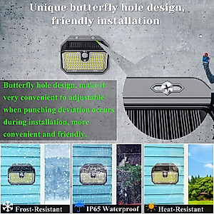 Biling Solar Motion Sensor Lights Outdoor, 202 LEDs Solar Security Light with Motion Sensor, IP65 Waterproof Solar Powered Wall Lights with 3M Tape for Deck Fence Porch Garden Yard Garage (2 Pack)