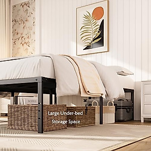 DERYONI 14 inch Twin Size Bed Frame No Box Spring Needed Heavy Duty Metal Twin Platform Bed Frame Steel Slat Support 750lbs Easy Assembly Noise Free Black Bed Frame Twin