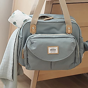 Beaba Geneva Diaper Bag, Multifunction Baby Diaper Bag, Diaper Bag with Bag Strap for Baby Stroller, Changing Pad, Insulated Bag, Baby Must Haves, Sage