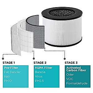 BLACK+DECKER Tabletop Air Purifier - 3-Stage Filtration System - HEPA Air Purifiers for Home