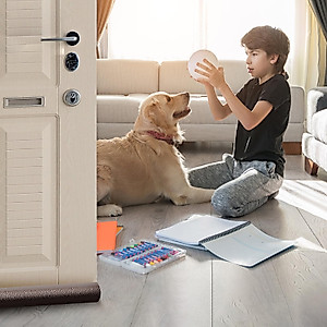 C CELAINER Door Draft Stopper, Under Door Noise Blocker, Sound Light Air Proof Sealer for Bottom of Door, Adjustable Soundproof Insulation Strip Doors Draft Guard 37 inch, Coffee