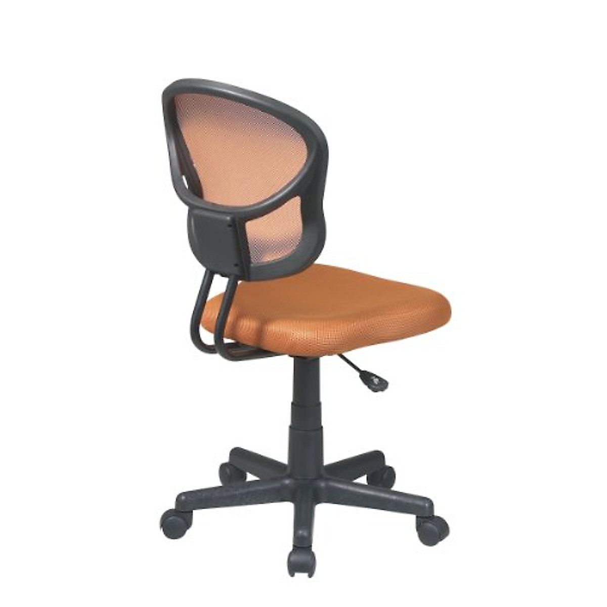OSP Home Furnishings EM Series Mesh Back Armless Task Chair with Padded Fabric Seat and 360 Degree Swivel, Orange