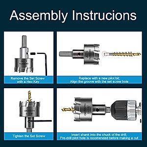Carbide Hole Saw Kit, TCT Hole Saw Set Heavy Duty for 9 Precise Holes in Stainless Steel Hard Metal,Size 5/8” 3/4” 7/8” 1” 1-1/8” 1-1/4” 1-3/8” 1-1/2” 2”, 9 Extra Pilot Bits in Carrying Case
