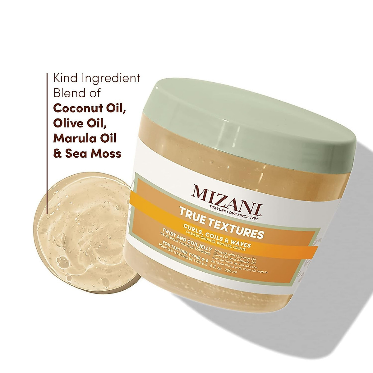 MIZANI True Textures Twist and Coil Paraben & Silicone-Free Jelly - Provides Touchable Texture With Coconut Oil, For Curly Hair