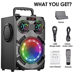 Portable Loud Bluetooth Speakers with Subwoofer, 80W Peak Powerful ...