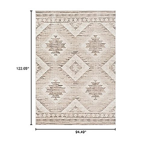 BoutiqueRugs Smoketown Traditional Area Rug - Tan, Black, White - 7'10" x 10'2"