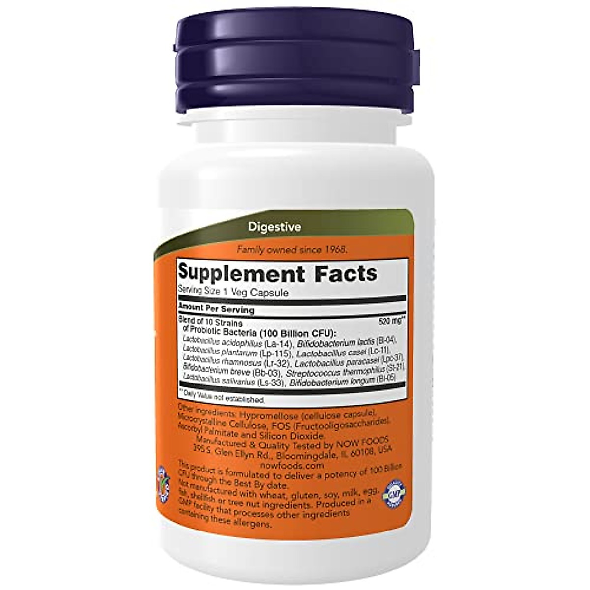 NOW Supplements, Probiotic-10™, 100 Billion, with 10 Probiotic Strains,Dairy, Soy and Gluten Free, Strain Verified, 30 Veg Capsules