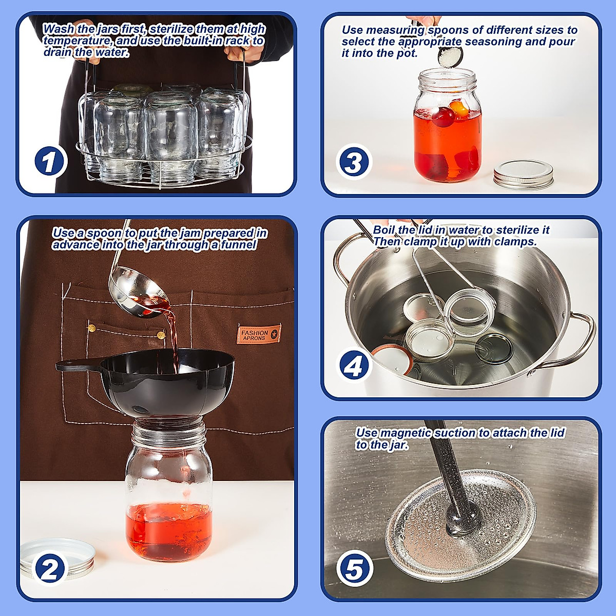 Funnymoom Canning Supplies Kit 21.5 Qt Stainless Steel Canning Pot with Lid and 21 Pieces Canning Tools Set Canning Supplies Starter Kit Water Bath Canning Supplies for Beginner