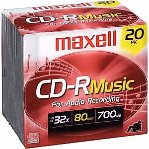 Maxell CDR-80 Music Gold Blank Recordable CD, 20 Pack