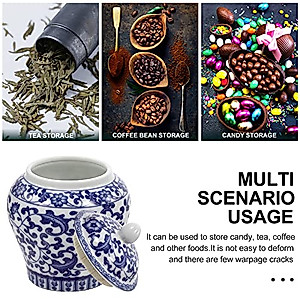 Zerodeko Ceramic Vase 330ML Ceramic Tea Jar, Vintage Chinese Style Storage Can with Airtight Lid Loose Tea Tin Kitchen Food Canister Traditional Tea Tin Coffee Jar Bulk Food