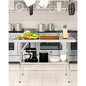 RIEDHOFF Stainless Steel Folding Table, Silver