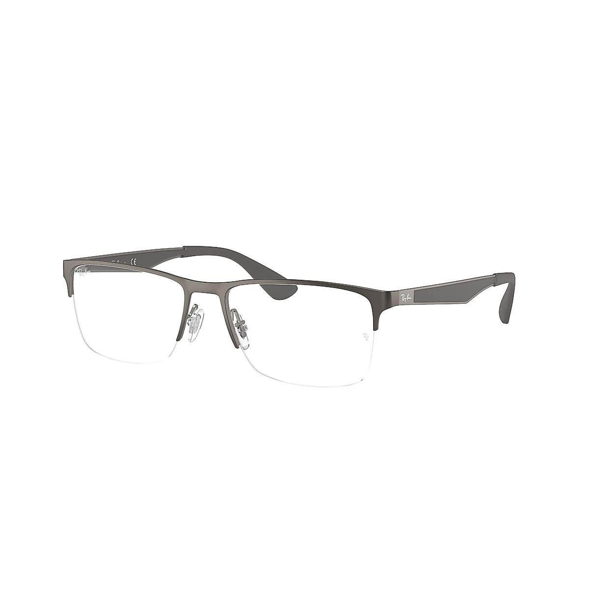 Ray-Ban RX6335 Rectangular Prescription Eyeglass Frames, Matte Gunmetal/Demo Lens, 56 mm